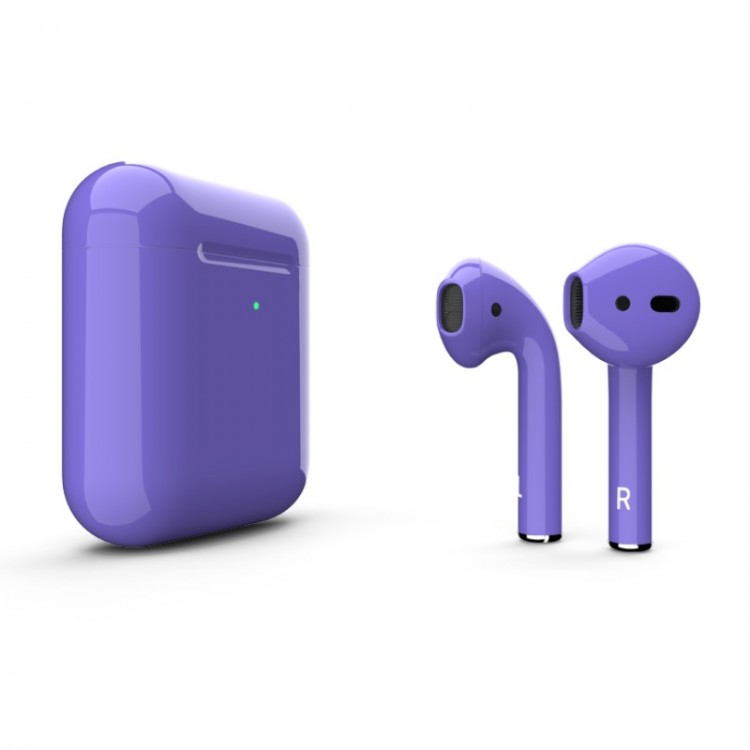 Купить AirPods 2 фиолетовые глянцевые с беспроводным чехлом в Москве ...